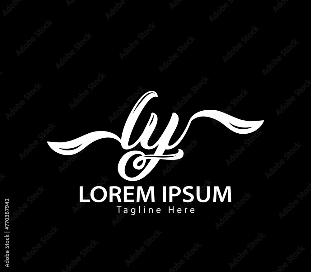 Initial handwriting letter LY logo design. LY logo design. LY logo ...