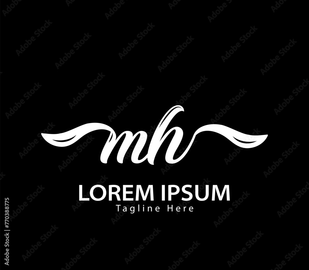 Initial handwriting letter MH logo design. MH logo design. MH logo ...