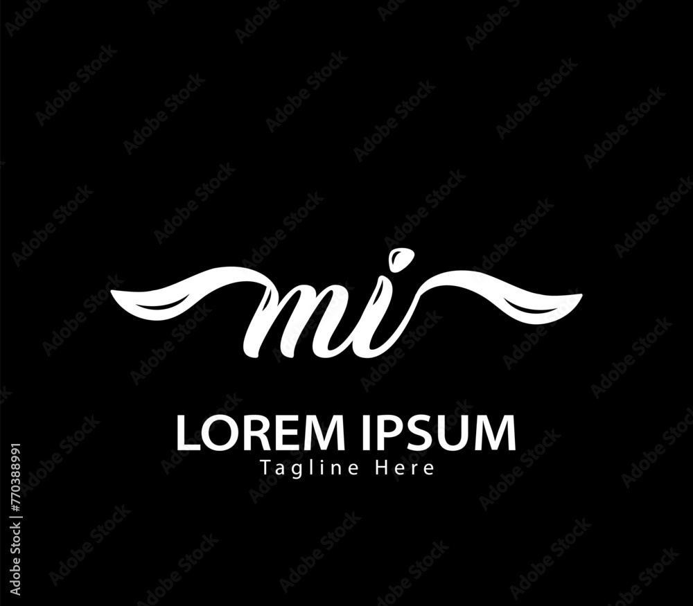 Initial handwriting letter MI logo design. MI logo design. MI logo ...