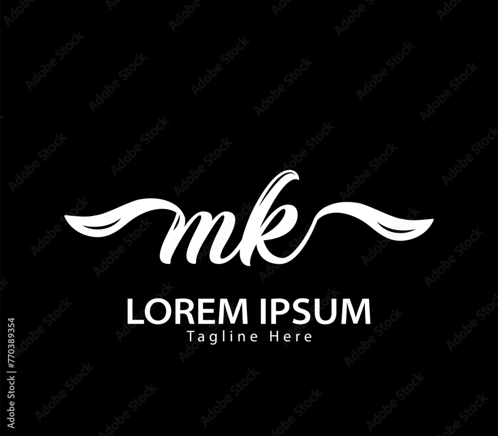 Initial handwriting letter MK logo design. MK logo design. MK logo ...