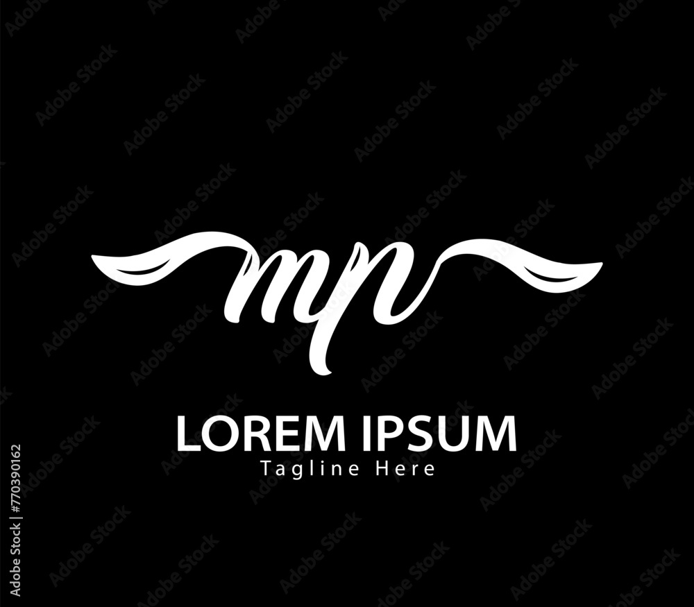 Initial handwriting letter MP logo design. MP logo design. MP logo ...