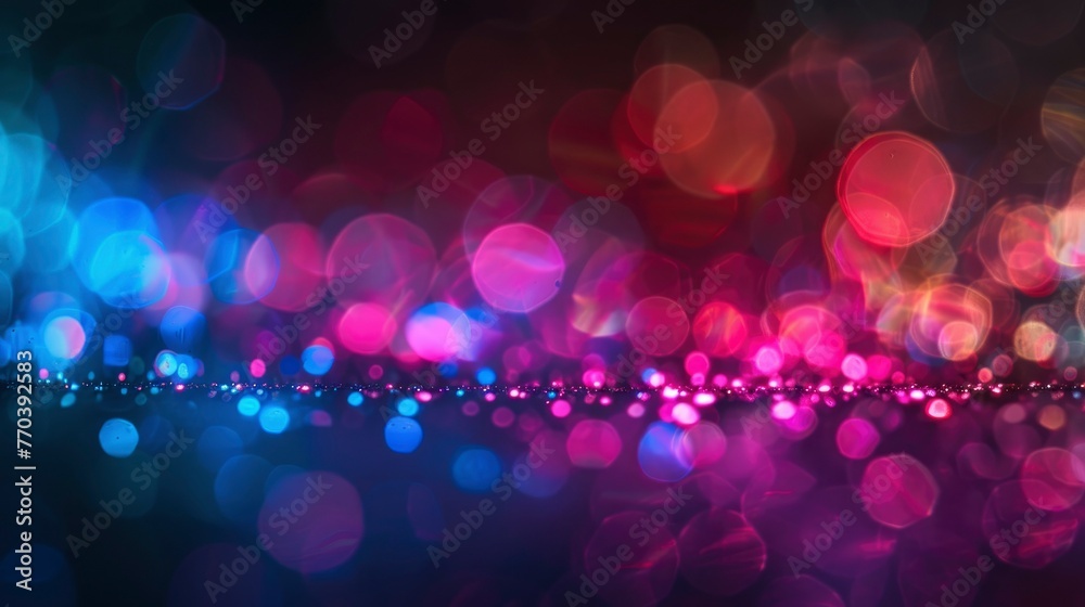 Neon blur glow. Color light overlay. Disco illumination. Defocused blue ...