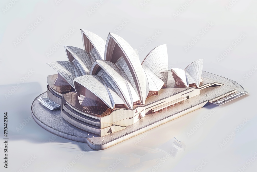 3D isometric rendering of Sydney Opera House, with a next-gen video ...