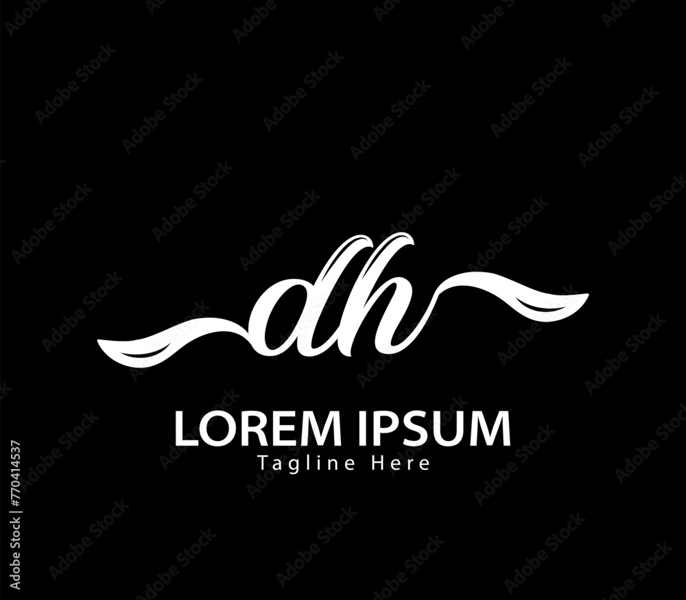 Initial handwriting letter DH logo design. DH logo design. DH logo ...