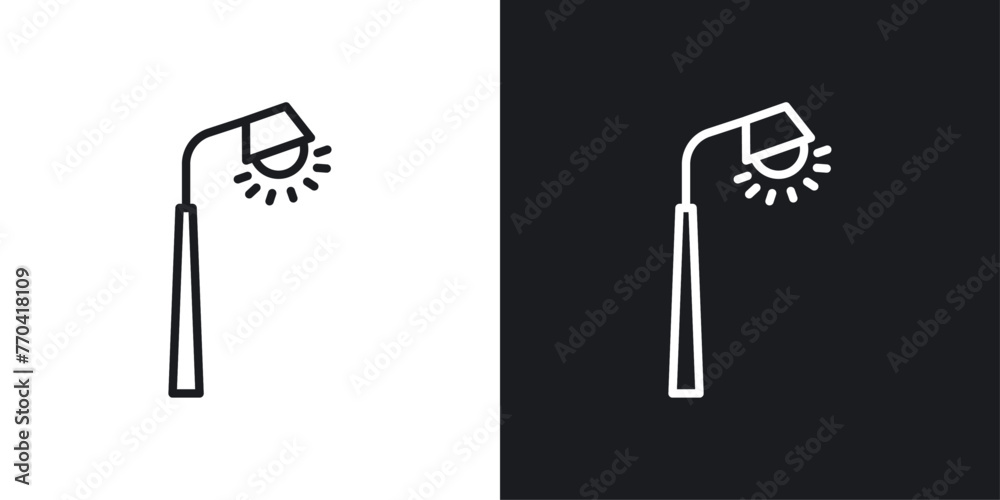 Street and Road Light Pole Icons. Public Illumination and Safety ...