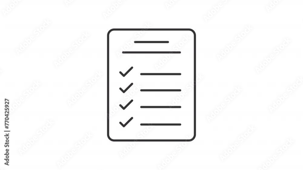 Todo list line animation. Organizer animated icon. Complete mark ...