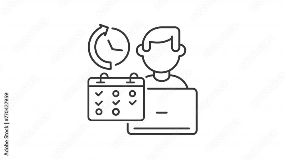 Vidéo Stock Part time worker line animation. Work planning animated ...