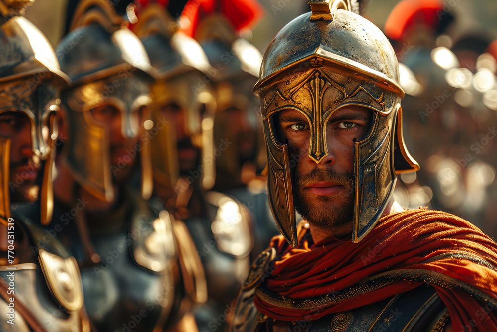 Resolute Ares, the god of war, leads his armies into battle, his bronze ...