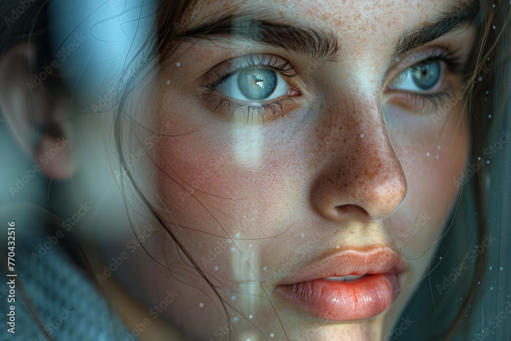 A woman with body dysmorphia obsessively checks her reflection in the ...