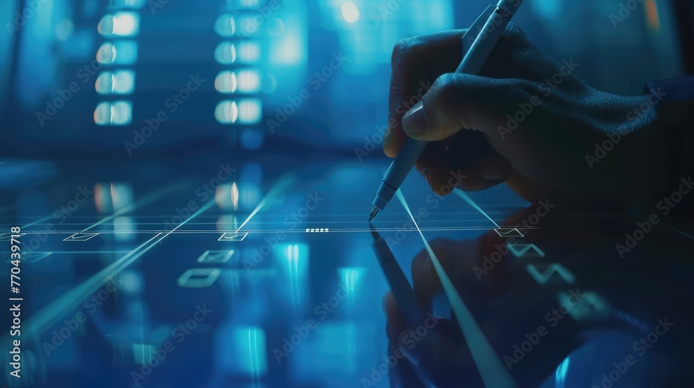 Checklist concept businessman checking mark on the checkboxes with ...