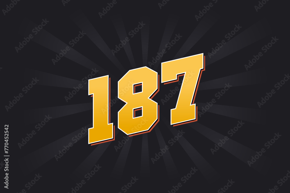 Number 187 vector font alphabet. Yellow 187 number with black background Stock-Vektorgrafik ...
