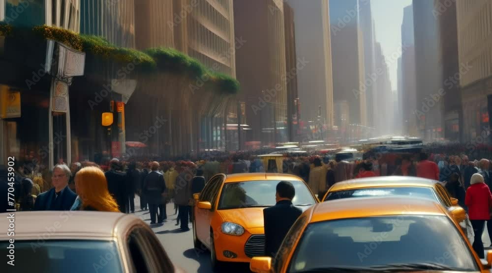 animation, motion effect, City street scene with business lights, 60 ...