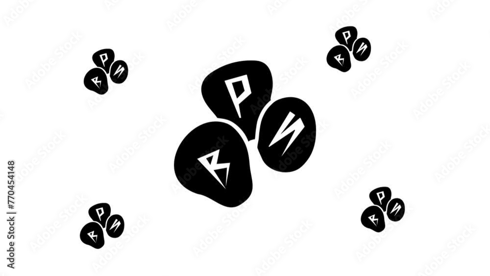 Zoom in and out animation the divination stones symbol. Large black ...