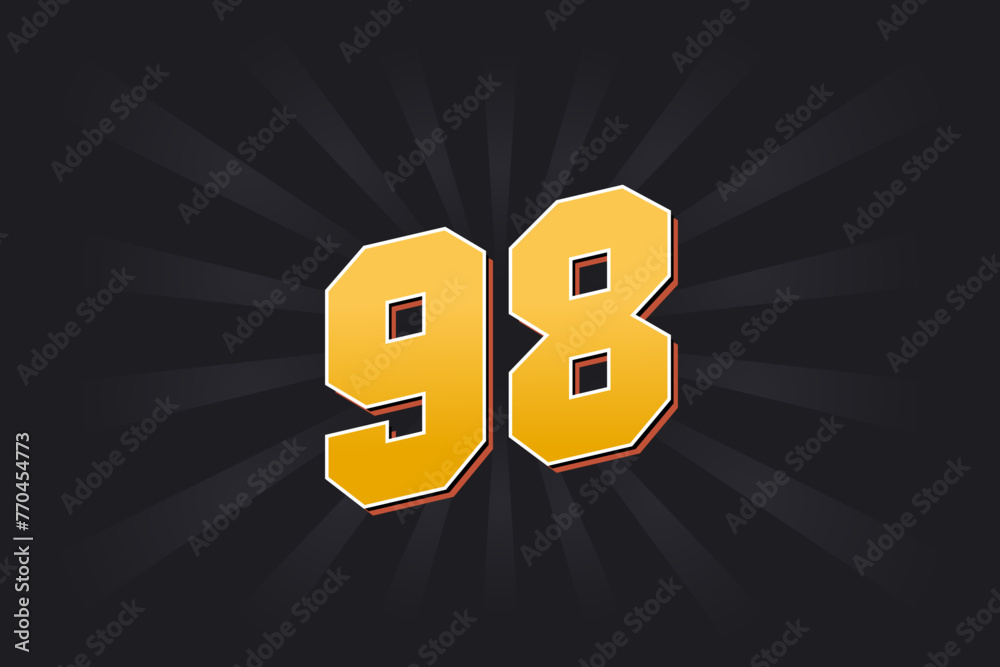 Number 98 vector font alphabet. Yellow 98 number with black background Stock Vector | Adobe Stock