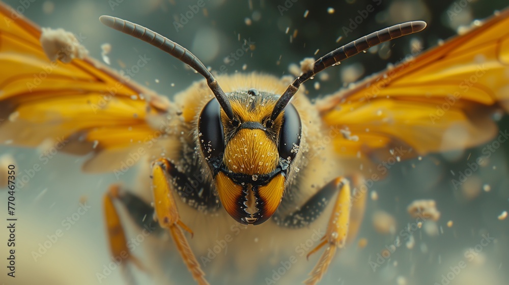 Freezing the fast movements of wasp in extreme close-ups. The image ...