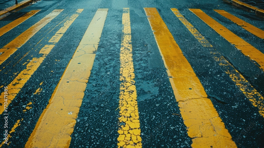 Crosswalk road, a symbol of pedestrian safety, traffic regulations ...