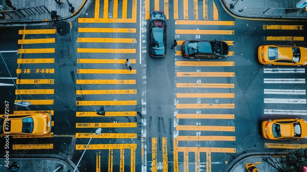 Crosswalk road, a symbol of pedestrian safety, traffic regulations ...