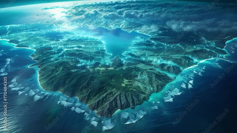 Explore an interactive map animation revealing a detailed satellite ...