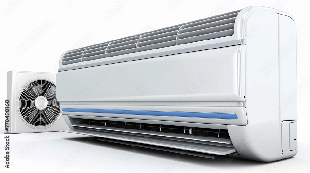 Modern Split-Type Air Conditioner. A sleek, white split-type air ...