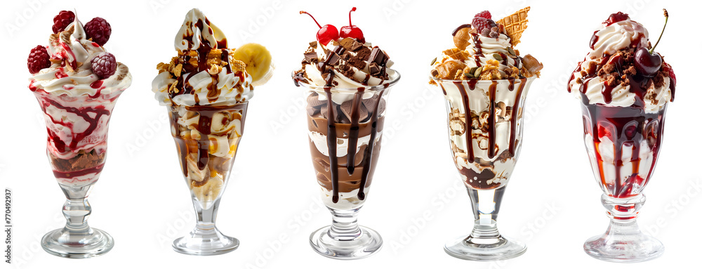 Collection of Sundae sundaes milkshake ice cream frozen dessert in ...