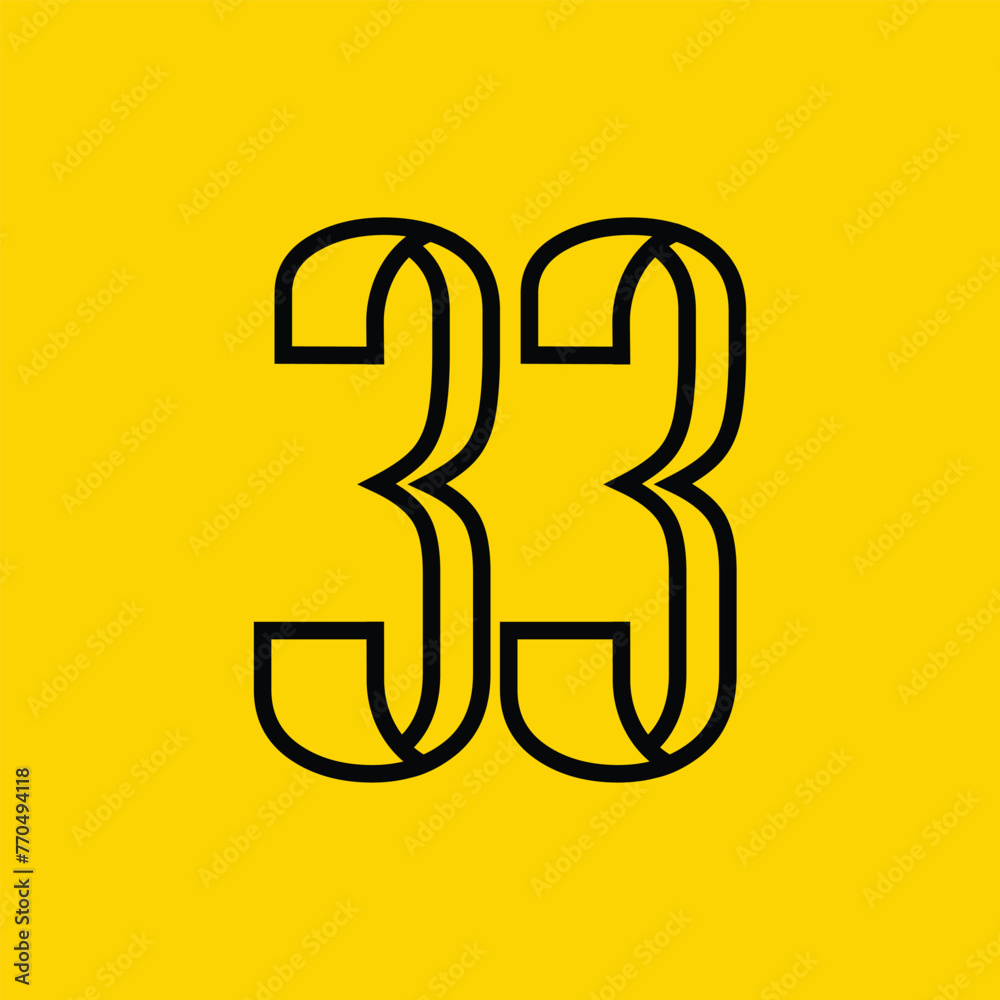 33 Logo, Number 33 icon, 33 Anniversary, black Color, Vector Template ...