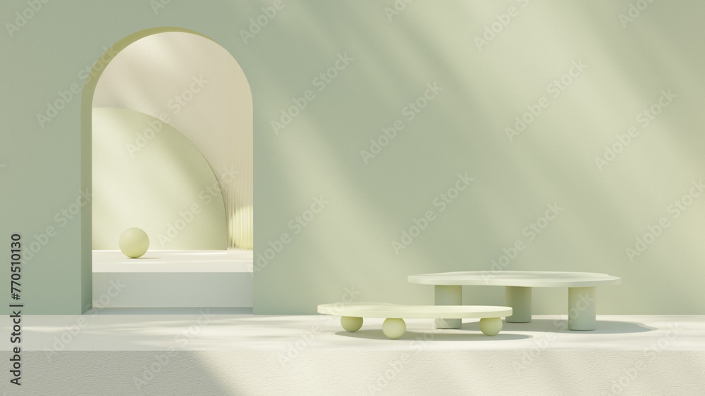 Minimalist mockup template in square orientation with a green backdrop ...