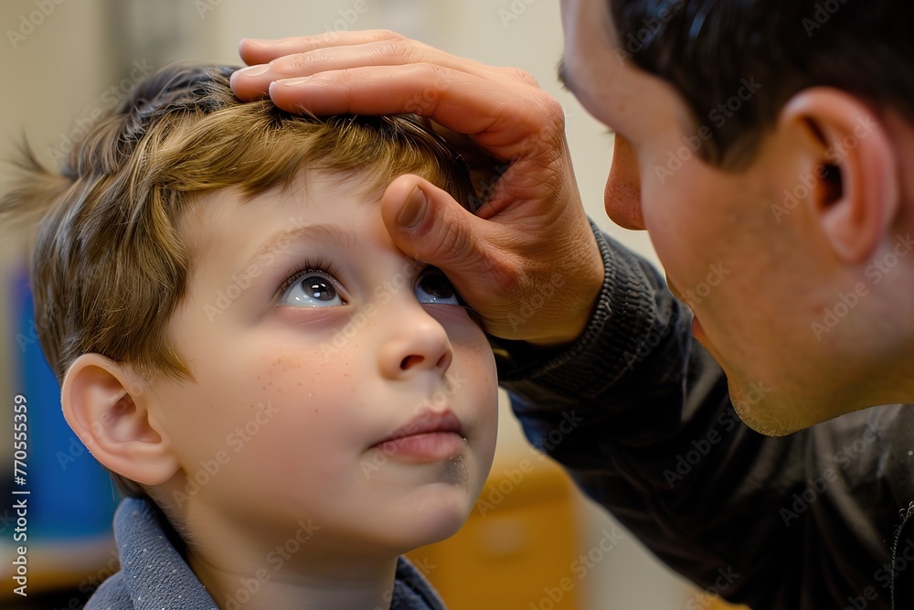 therapist using minimal eye contact and touch with an autistic child ...