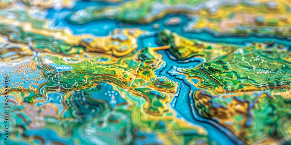 A detailed topographic map of the world, showing various countries ...