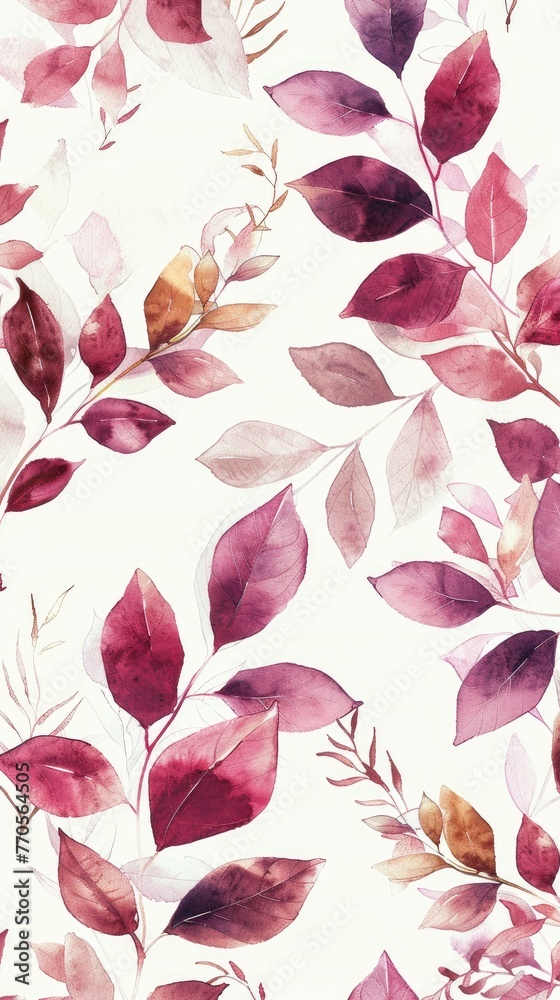 maroon petals background. Floral banner arrangement from leaves and ...