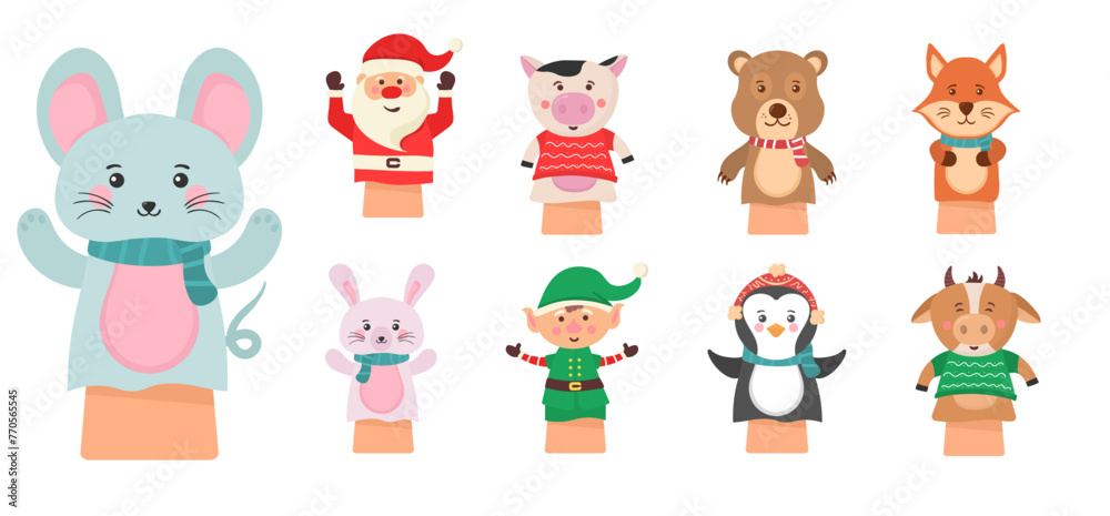 Cartoon vector icon isolated on white background theater puppets. Hands ...
