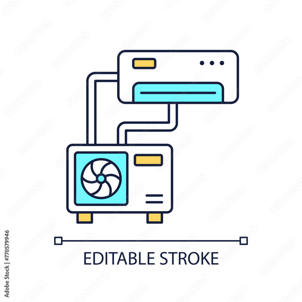 Split type of AC RGB color icon. Air conditioning. HVAC for home. Air ...