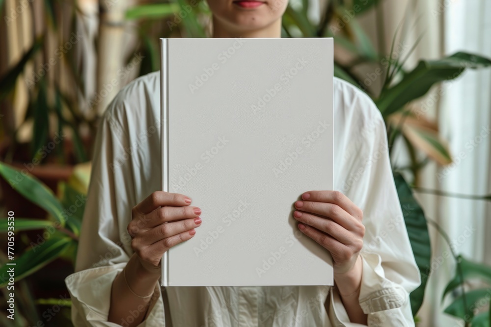 Person holding a blank magazine cover mockup for design presentation ...