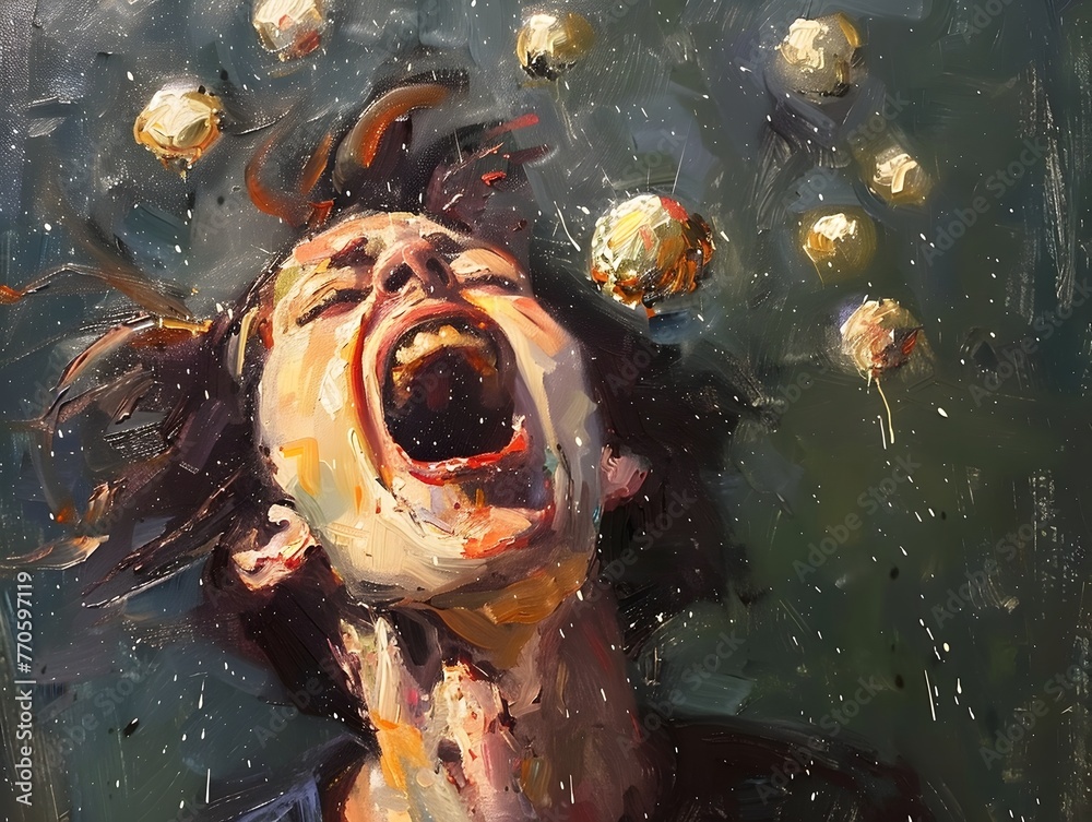 Exaggerated Display of Disgust: A Theatrical Oil Painting Stock ...