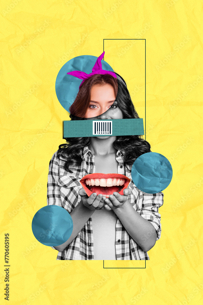 Composite trend artwork image collage of black white silhouette young ...