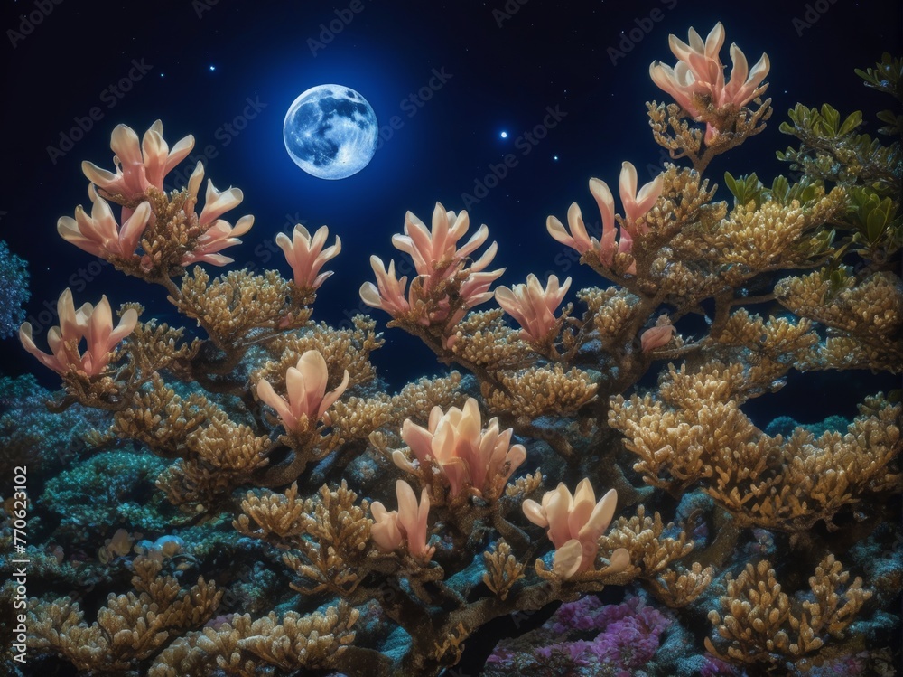 Enjoy coral magnolias from a low Angle, a sky full of stars and a ...