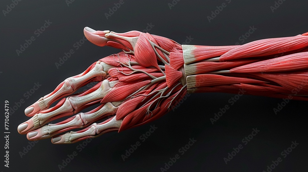 Generate a detailed 3D render of the muscles of the hand and wrist ...