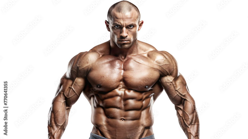 Muscular male model posing shirtless in studio, showcasing strong ...