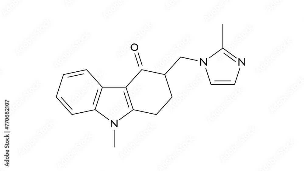 ondansetron molecule, structural chemical formula, ball-and-stick model ...