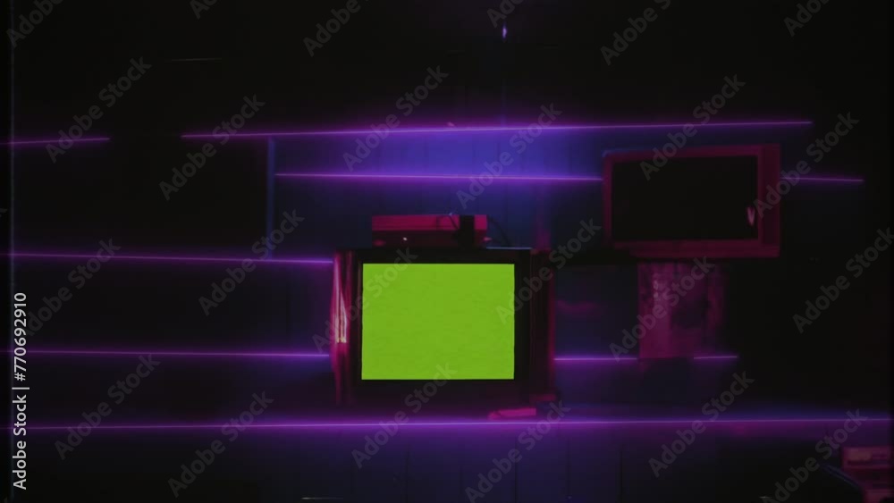Video „Vintage TV Green Screen Old VHS Texture Retro Television Neon ...
