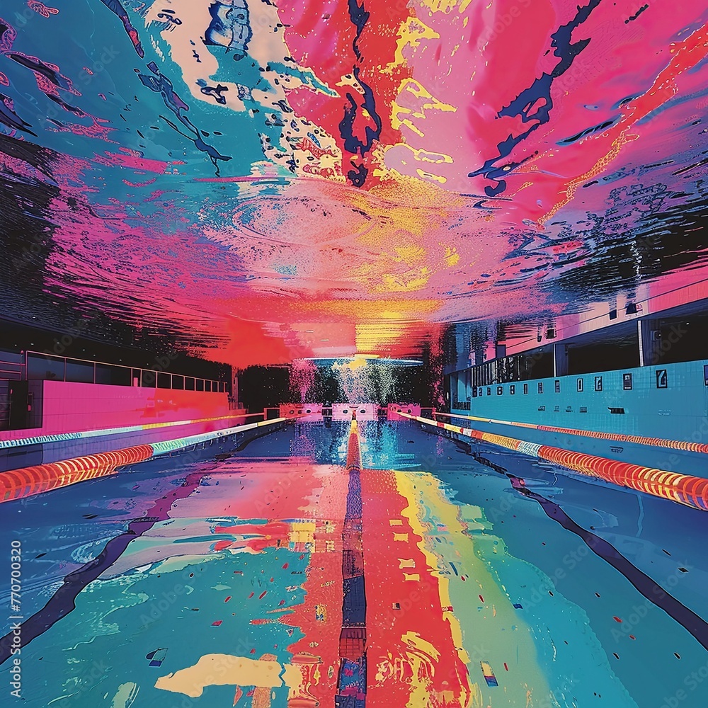 Pop art, Behold the aquatic arena, where the splash of a dive meets the ...