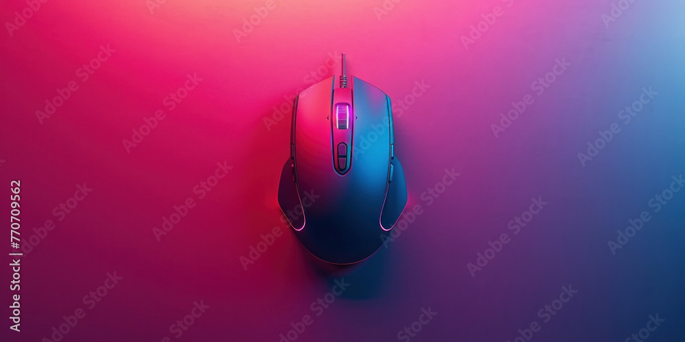 Colorful Computer Mouse on Bright Pink and Blue Background with ...