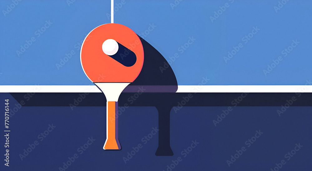 Vector illustration depicting a ping pong poster template featuring a ...