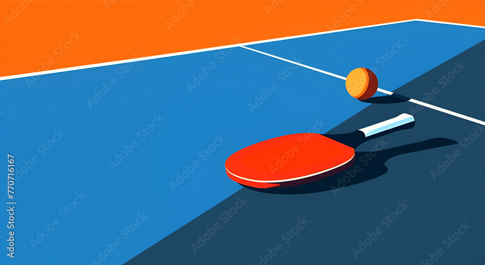 Vector illustration depicting a ping pong poster template featuring a ...