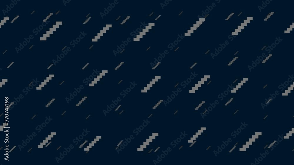 Stairs symbols float horizontally from left to right. Parallax fly effect. Floating symbols are ...