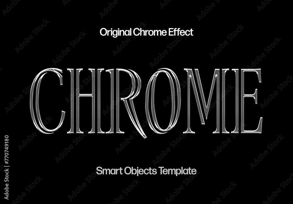 Metallic Chrome Text Effect Mockup Stock Template | Adobe Stock