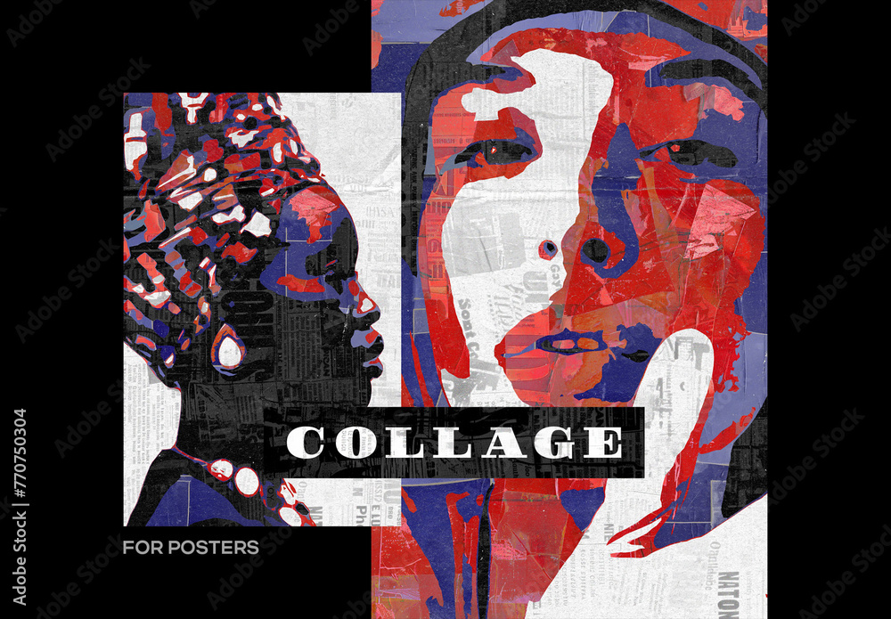 Painted Newspaper Collage Poster Photo Effect Mockup With Generative AI ...