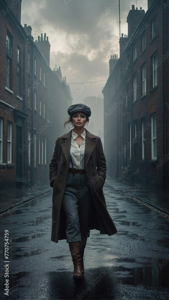 Femme Detective Chronicles Stylish Sleuth in Tweed Coat and Bowler Hat ...
