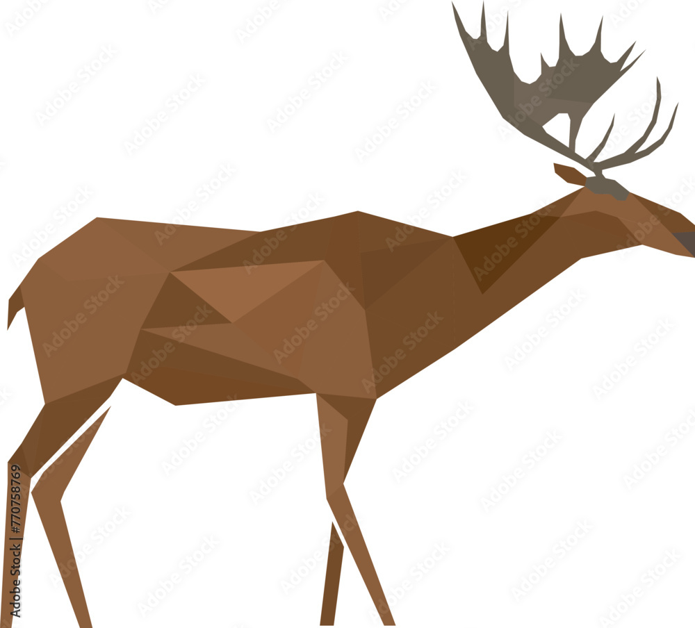 Polygonal 2D illustration of moose. A minimalist colored logo made of ...