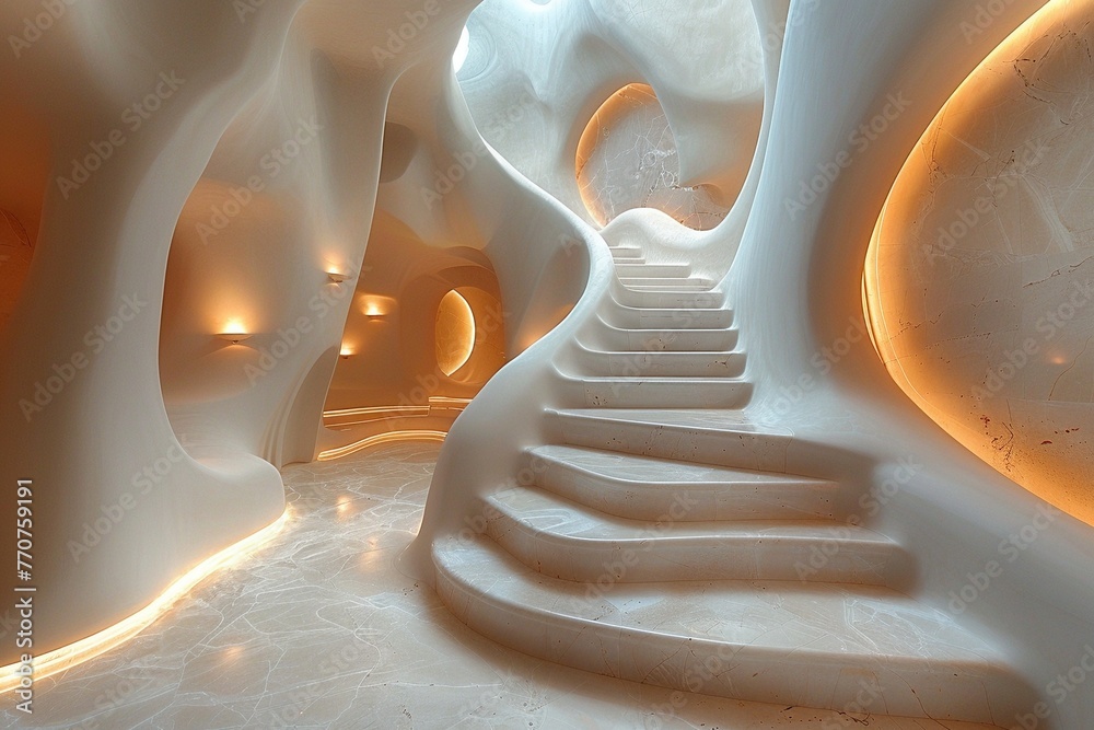 Limestone Labyrinth: A modern marvel unfolds in this scene. Sweeping ...