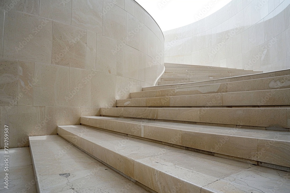 Soaring Ascent: Modern design meets timeless elegance. Limestone stairs ...